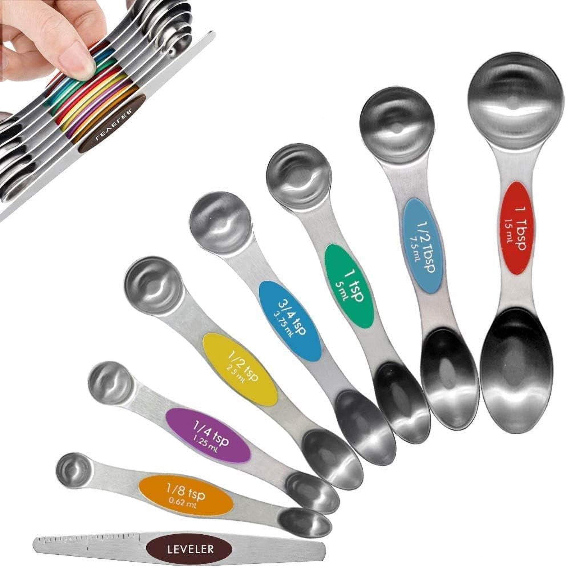 Measuring Spoons with Strong Magnets, Set of 8 Stainless Steel ...