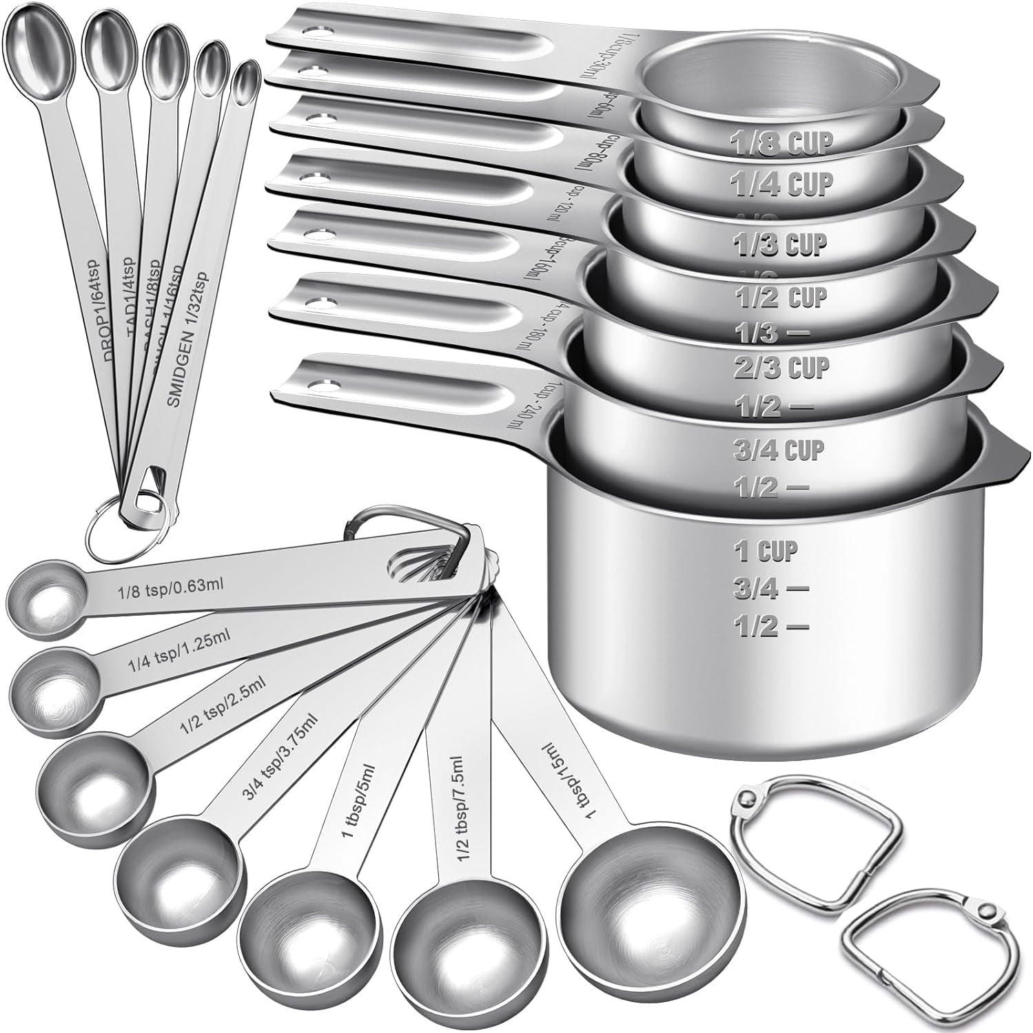 Measuring cup and spoon set, 7 stainless steel nested measuring cups ...