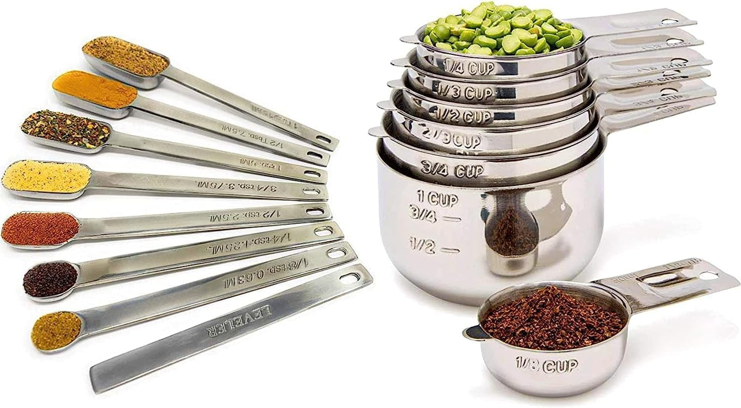 Measuring cup, stackable, made of high-quality 304 stainless steel, is ...