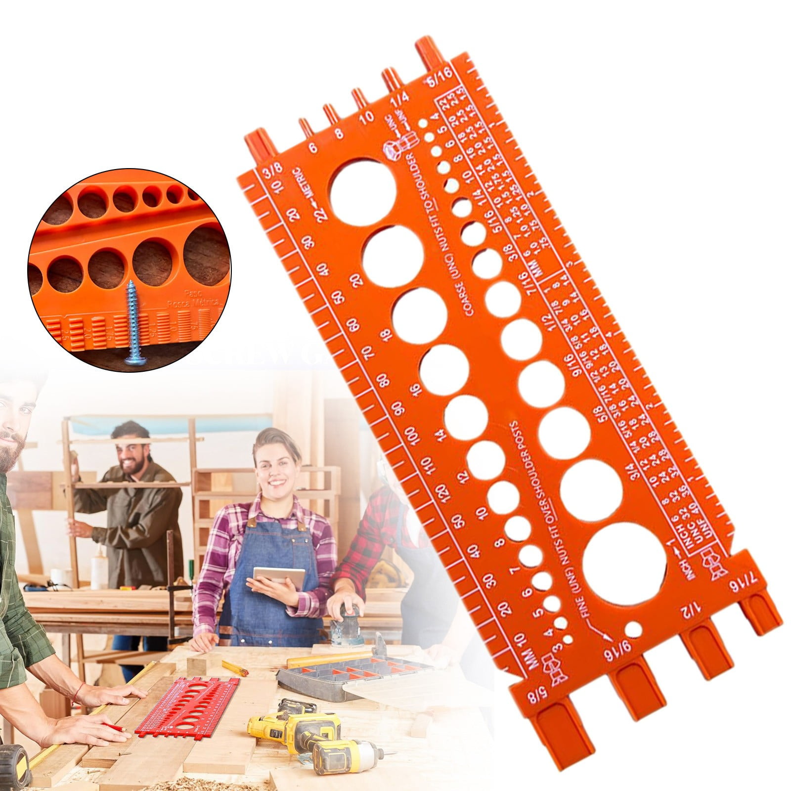 Measuring tools for screws, nuts, bolts, drills, thread pitch, standard ...