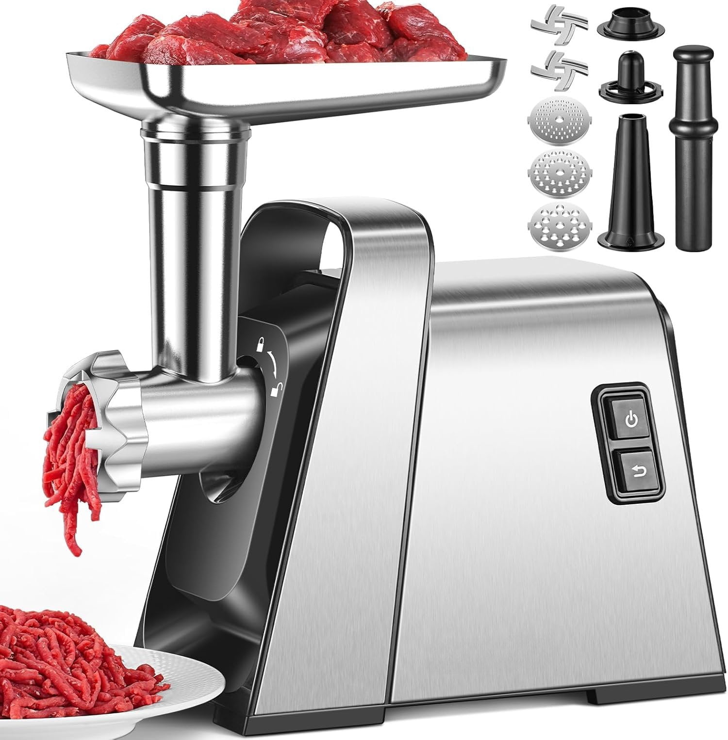 Meat , [3000W ] Meat with 2 Stainless & 3 Plates, Sausage Maker & Kibbe ...