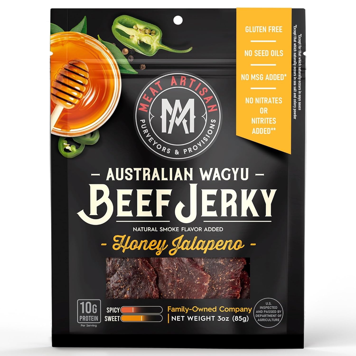 Meat Artisan Beef Jerky - Australian Wagyu Honey Jalapeño - High ...