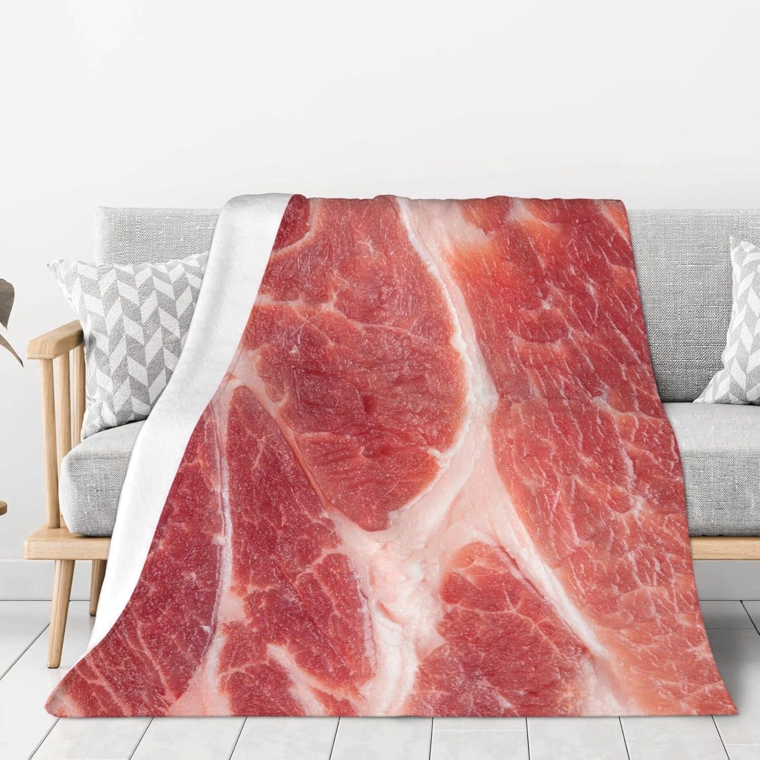 Meat Blanket Gift for Boys Girls Women Funny Flannel Throw for Couch ...