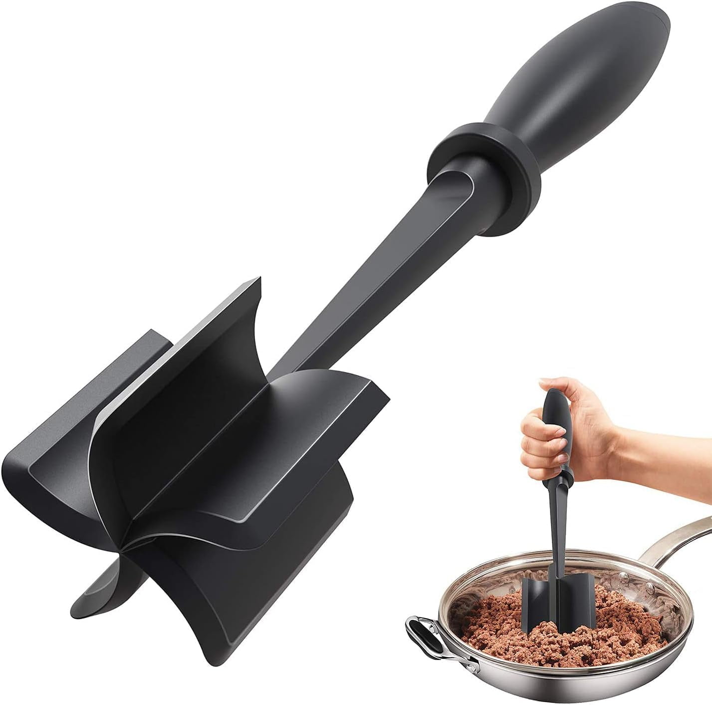 Meat Chopper for Hamburger, Premium Heat Resistant Masher and Smasher ...