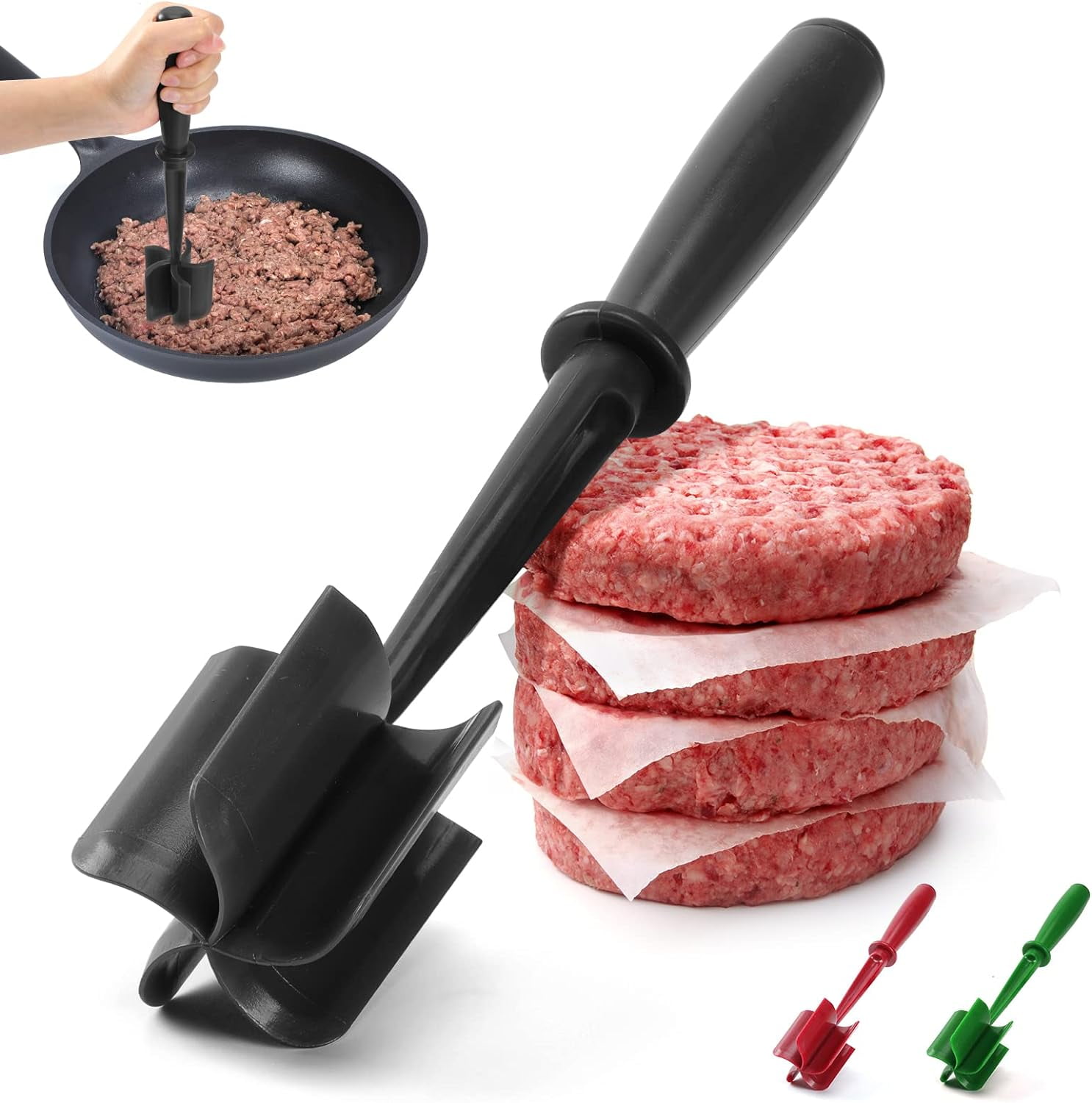 Meat Chopper, Heat Resistant Meat Masher for Hamburger Meat, 5 Curved ...