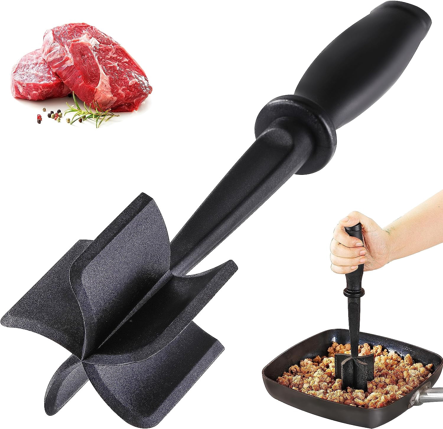 Meat Chopper Masher for Ground Beef and Hamburger Meat, Heat Resistant ...