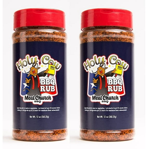 Meat Church BBQ Rub Combo: MDA05 Two Bottles of Holy Cow (12 oz) BBQ Rub and Seasoning for Meat ...