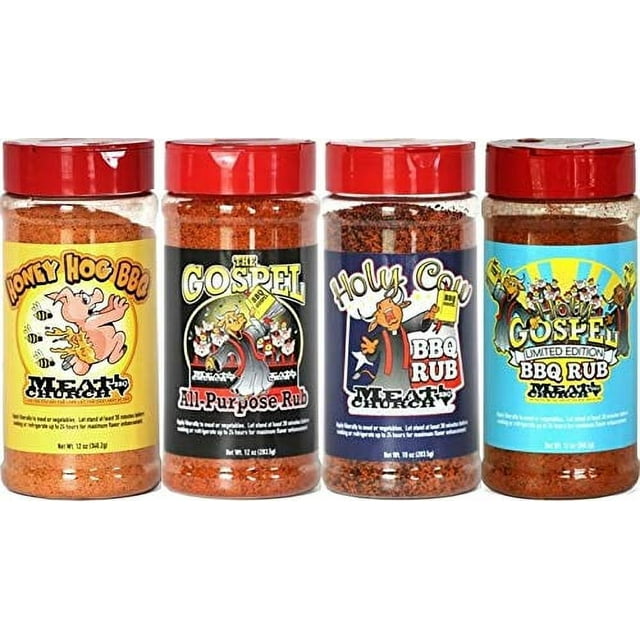 Meat Church Holy Rub & Seasoning Sampler (Variety Pack of 4 w/ 1 each ...