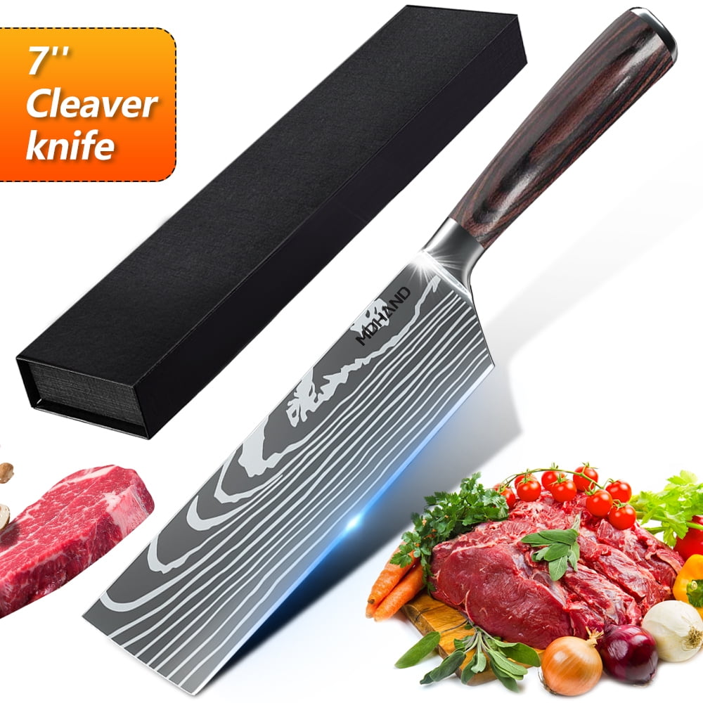 Meat Cleaver - 7-inch Sharp Meat Cleaver and Vegetable Kitchen Knife ...