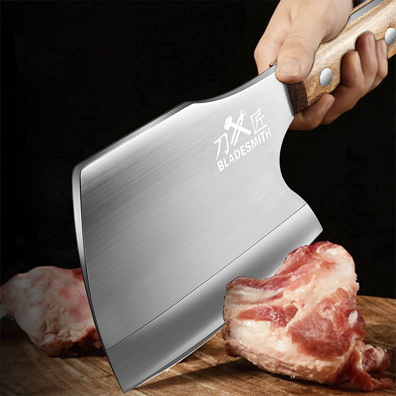 Meat Cleaver Butcher Axe Bone Chopper Heavy Duty - 6.3'' Bone Cutting ...