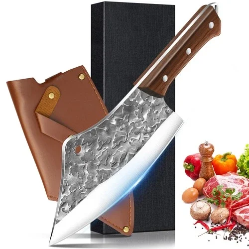 Meat Cleaver Hand Forged Boning Butcher Knife Steel Kitchen Chef Knife ...