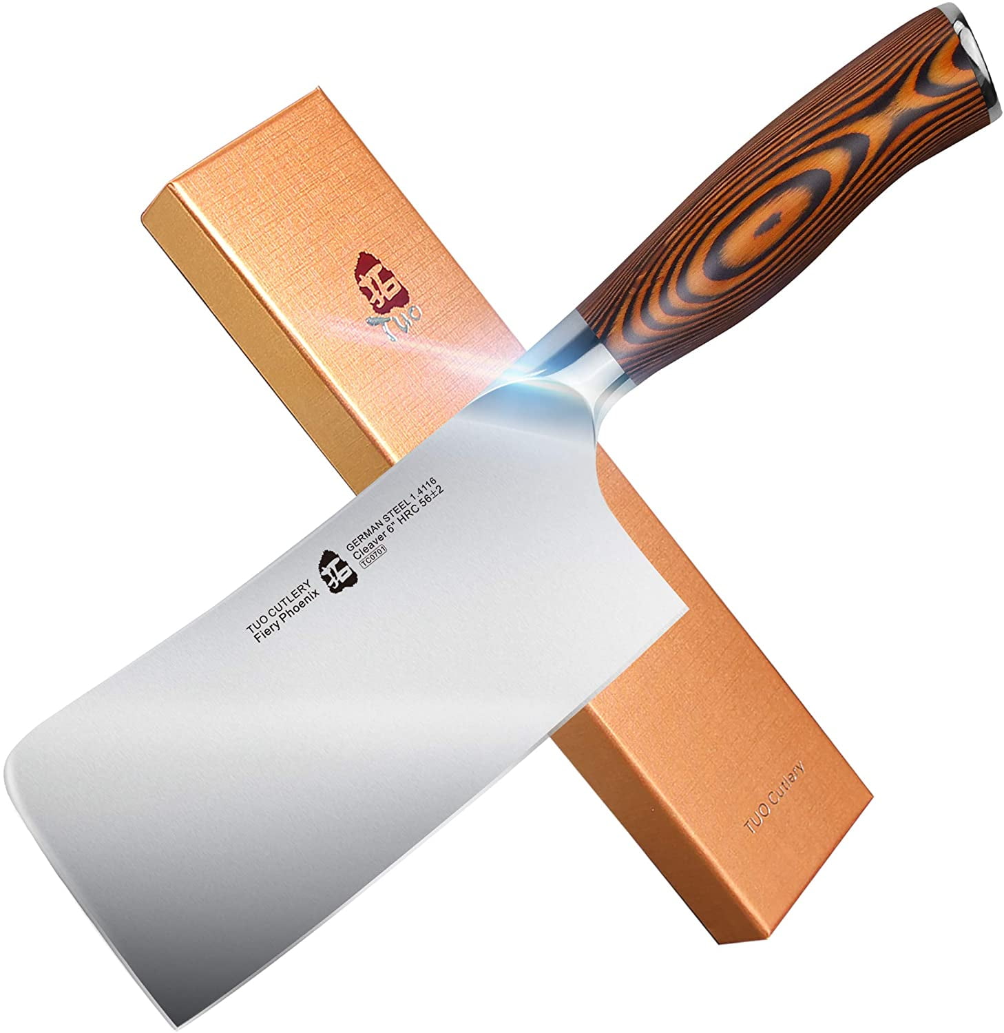 Meat Cleaver Knife - 6" Bone Chopping Butcher Knife, Heavy Duty Meat ...