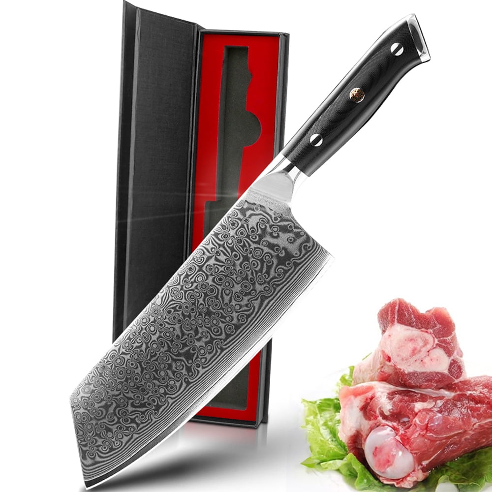 Meat Cleaver Knife 6-inch Small Butcher Knife VG-10 Damascus Steel 67 ...