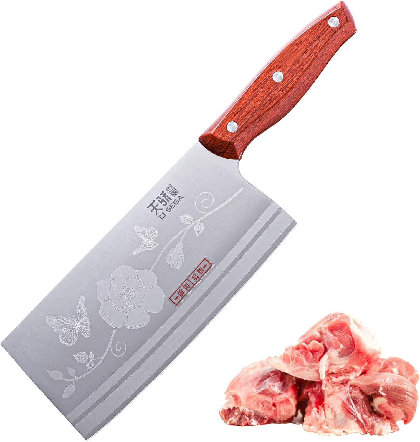 Meat Cleaver Knife 7.4 Inch, Ultra Sharp Chinese Chef's Knives, Full ...