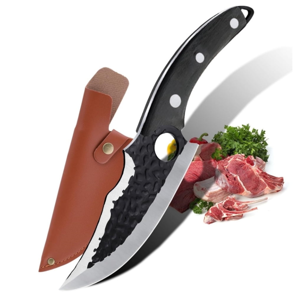 Meat Cleaver Knife 7" Boning Knife with Sheath for Kitchen Heavy Duty ...