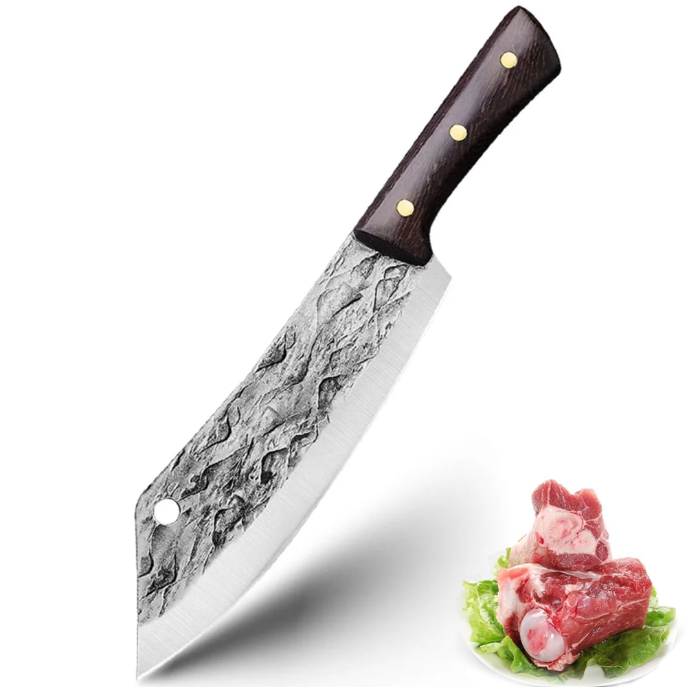 Meat Cleaver Knife 7inch Butcher Kitchen Knife Forged High Carbon Steel ...