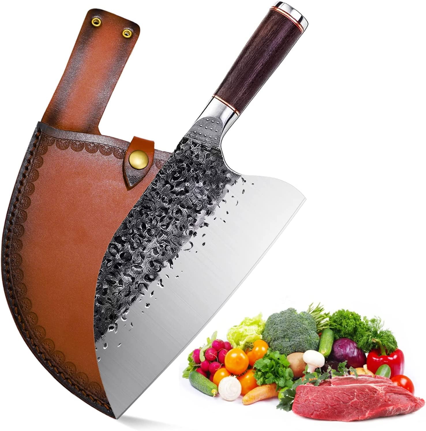Meat Cleaver Knife Heavy Duty for Bone Chopping, 8inch High Carbon ...