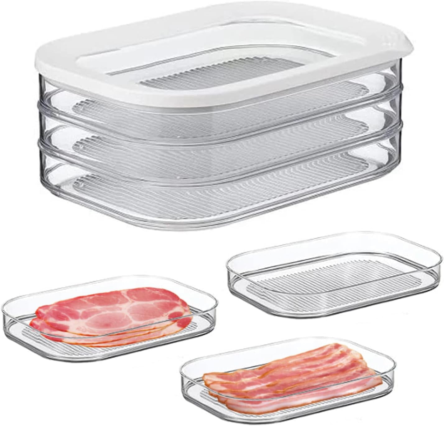 Meat Container For Fridge, Bacon Lunch Meat Container for Refrigerator ...