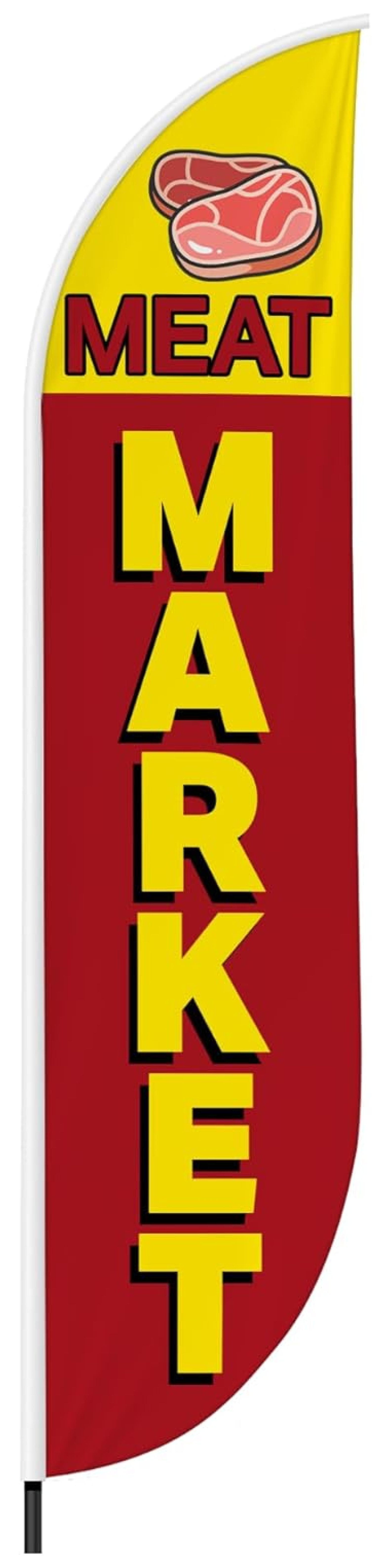 Meat Flag(11.5feetX2.5feet) by | Outdoor Business Advertising Tall Flag ...