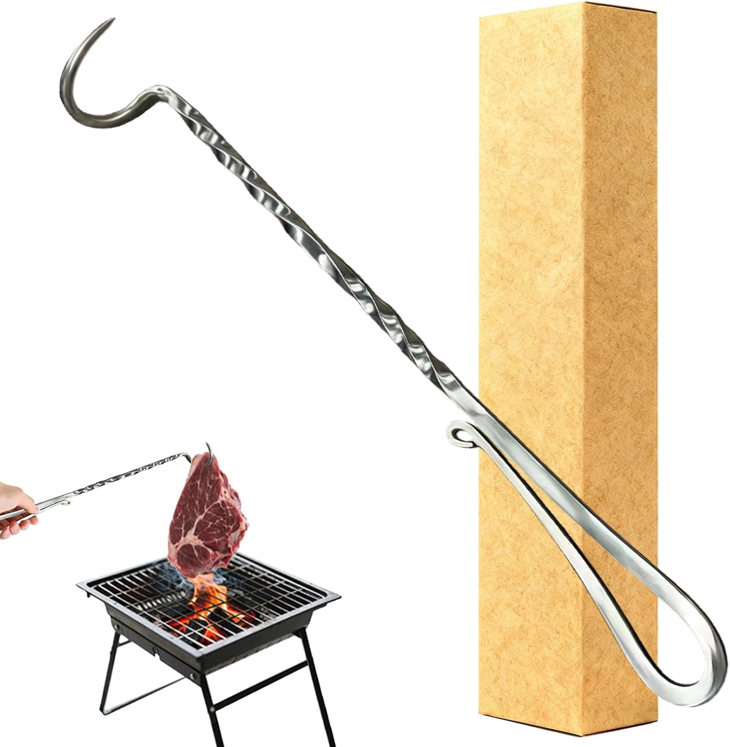 Meat Flipper, Grill Hooks for Turning, Stainless BBQ Turner Hooks with ...
