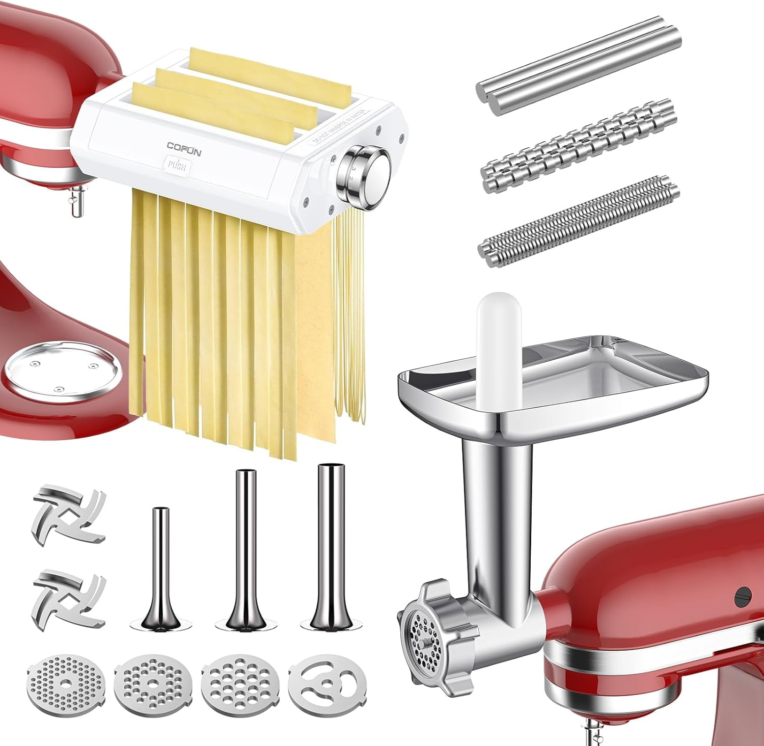 Meat Grinder & 3-1 Pasta Attachment for Kitchenaid Stand Mixers, Meat ...