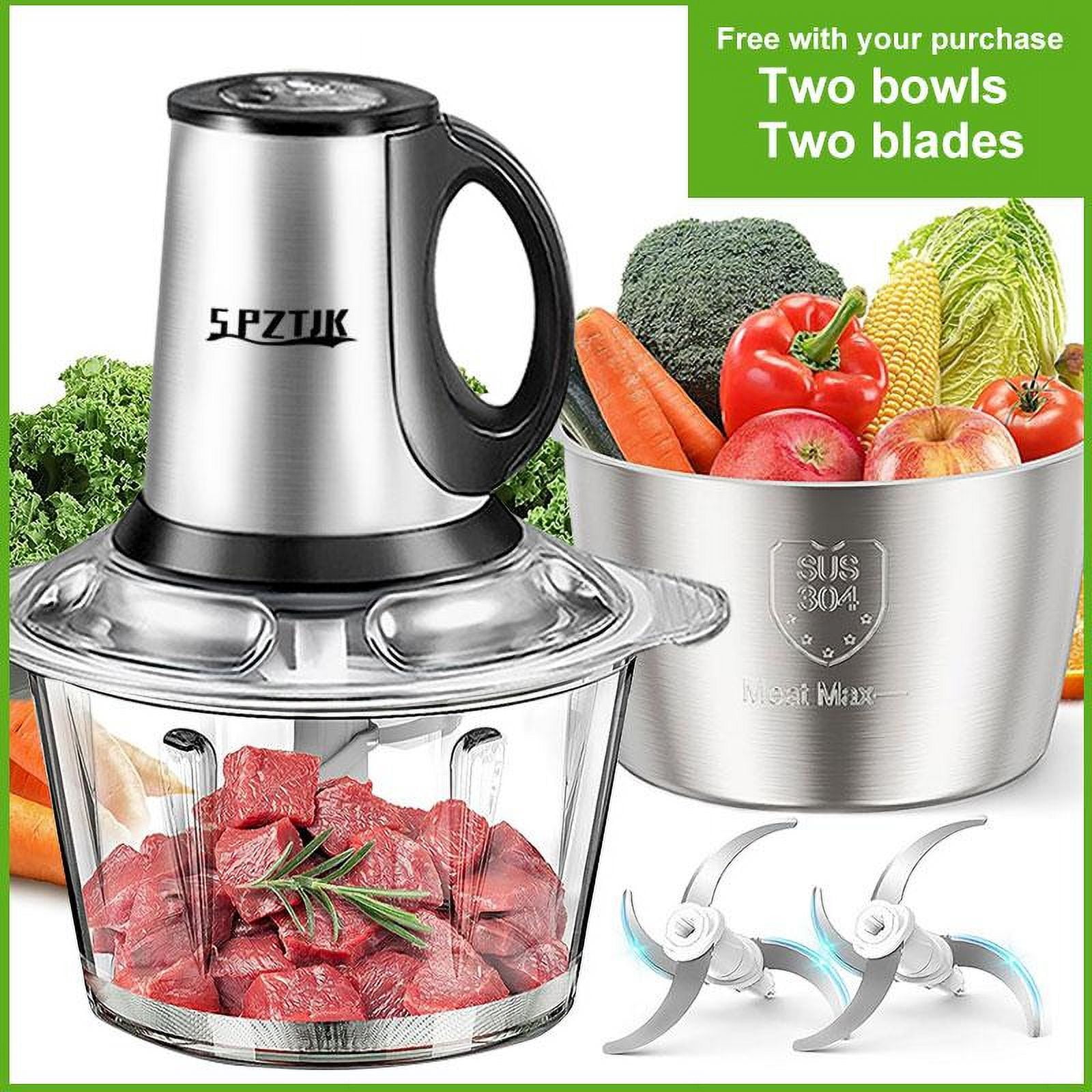 Meat Grinder，Electric Food Chopper, 4 Bi-Level Blades, Kitchen Food Processors, 3L, 2 Speed, for ...