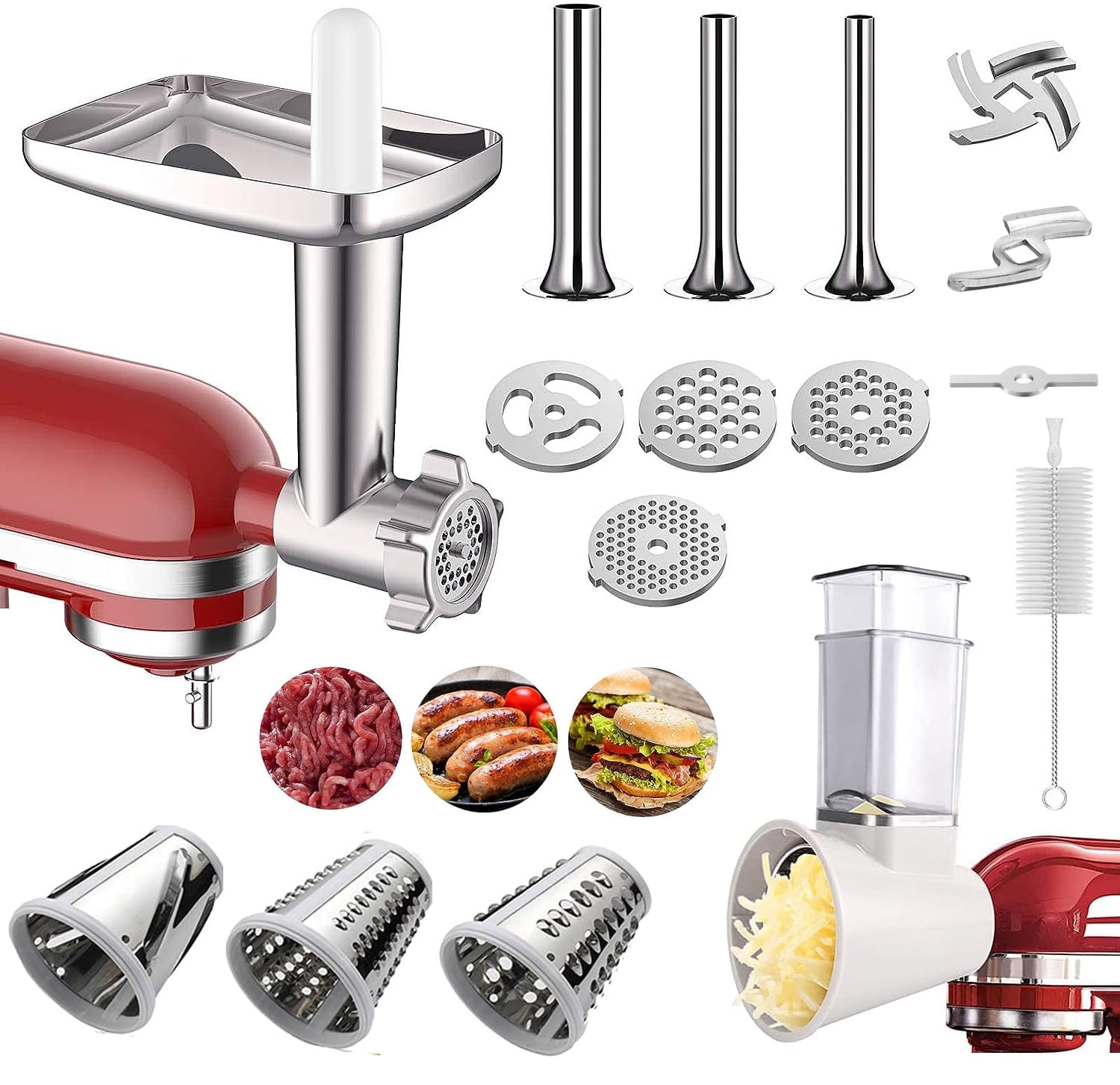 Meat Grinder & Slicer Shredder Attachments for KitchenAid Stand Mixer ...