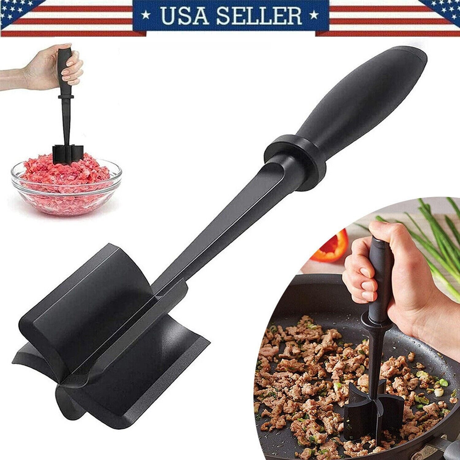 Meat Hamburger Chopper Heat Resistant Utensil Ground Beef Potato Masher ...
