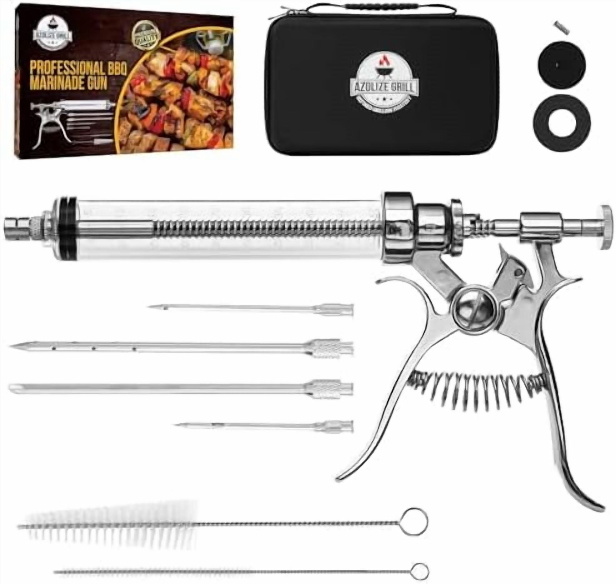 Meat Injector Gun Kit for Smoking & Grilling - Stainless Steel BBQ Meat ...
