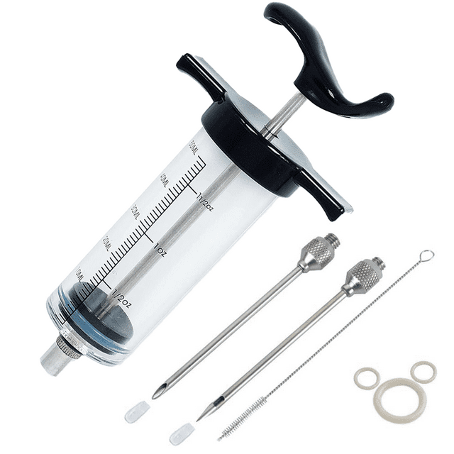Meat Injector Kit, Plastic Marinade Turkey BBQ 1-oz Syringe For Basting ...
