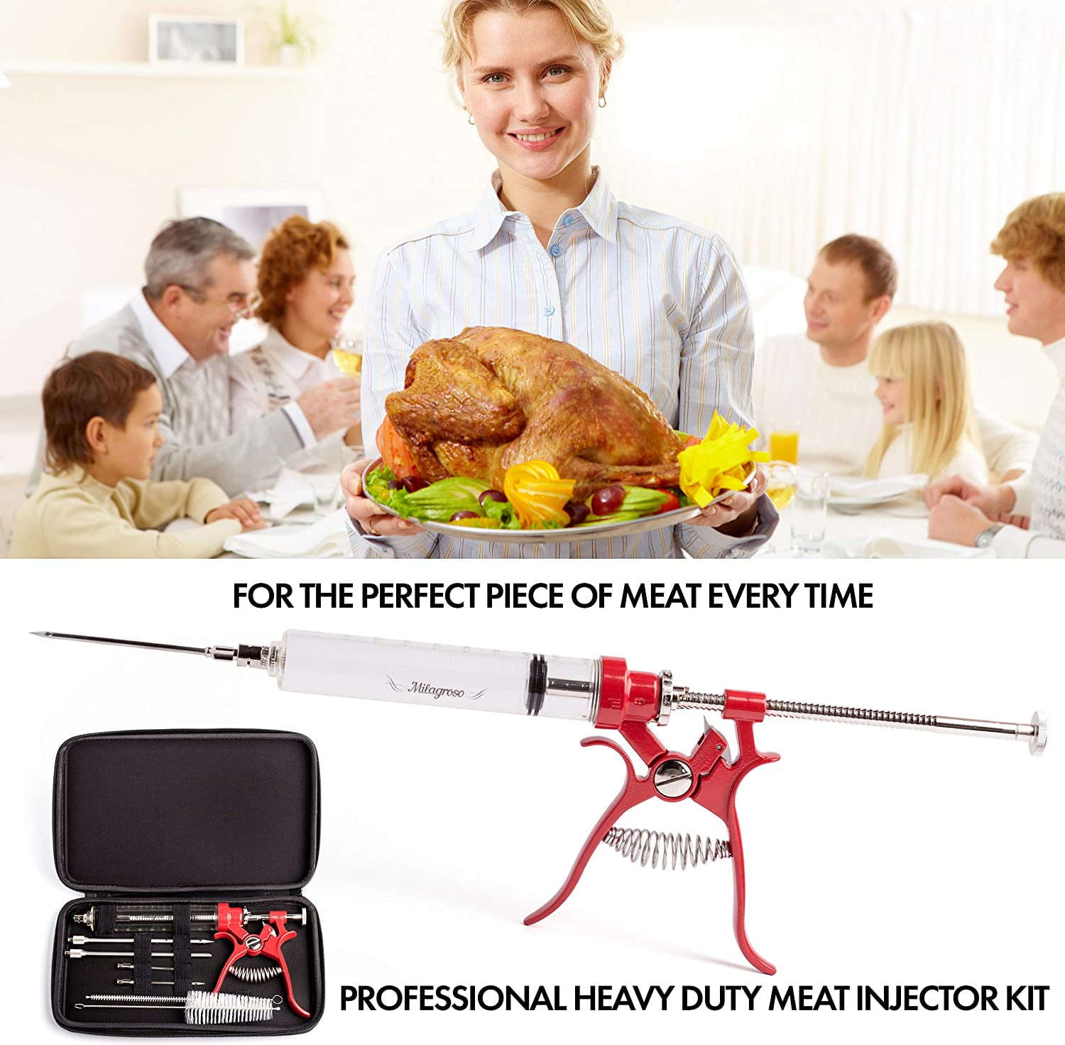 Meat Injector Marinade Gun Stainless Steel Outdoor Kit Flavor Food ...