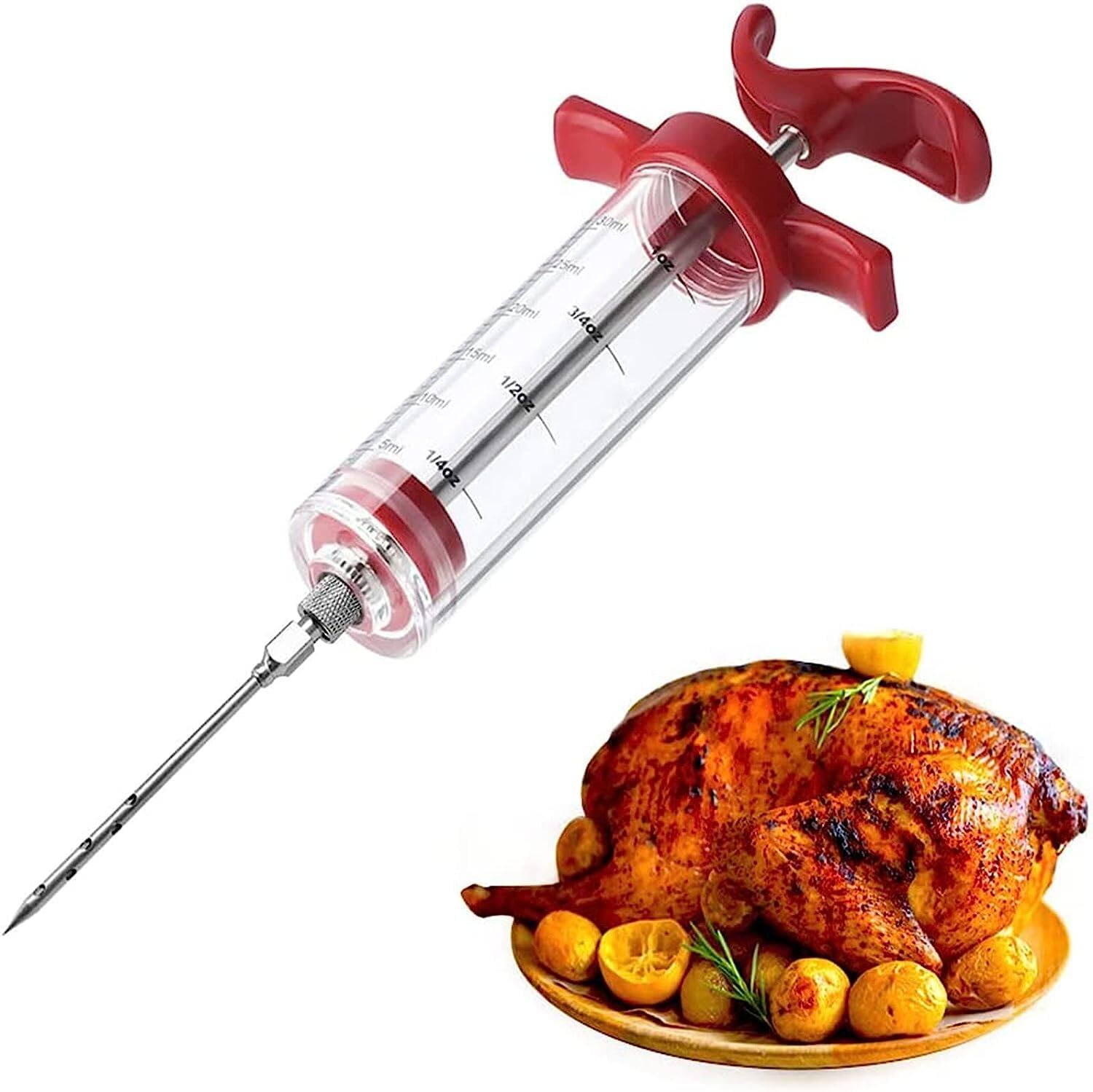 Meat Injector Syringe - 3 Marinade Injector Needles for BBQ Grill ...
