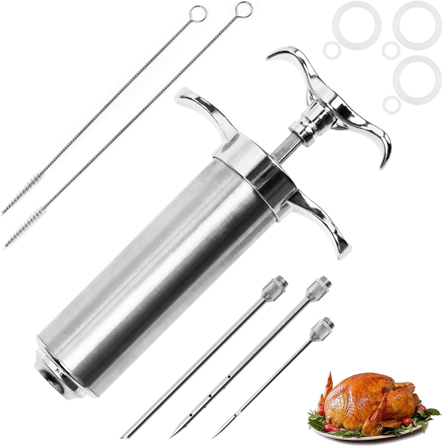 Meat Injector Syringe Kit, Flavor Injector with 3 Marinade Needles ...