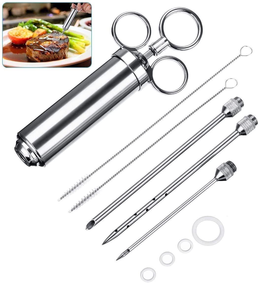 Meat Injector Syringe, Stainless Steel Marinade Flavour Seasoning ...