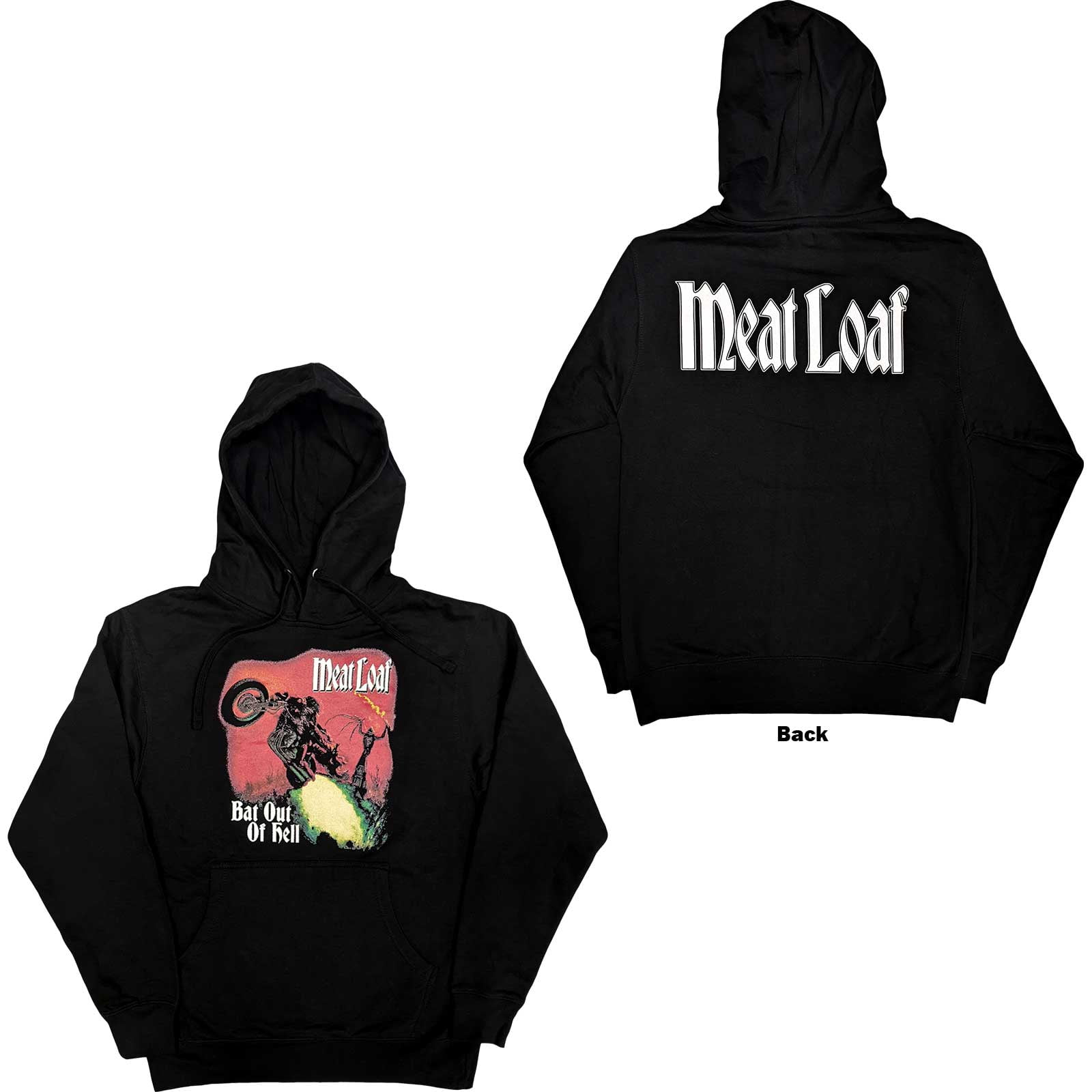 Meat Loaf Unisex Pullover Hoodie Sweatshirt Bat Out Of Hell (Back Print ...