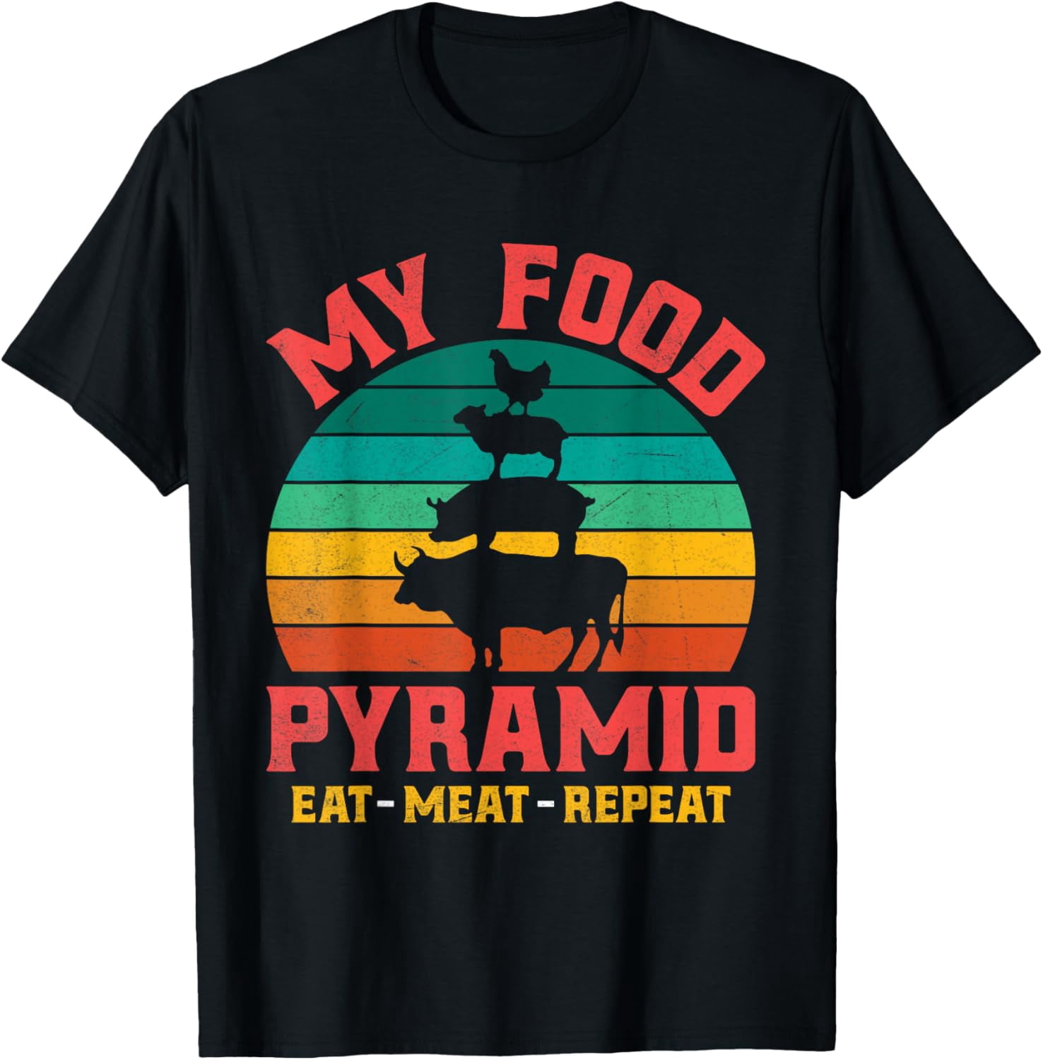 Meat Lovers MY FOOD PYRAMID EAT MEAT REPEAT Vintage T-Shirt - Walmart.com