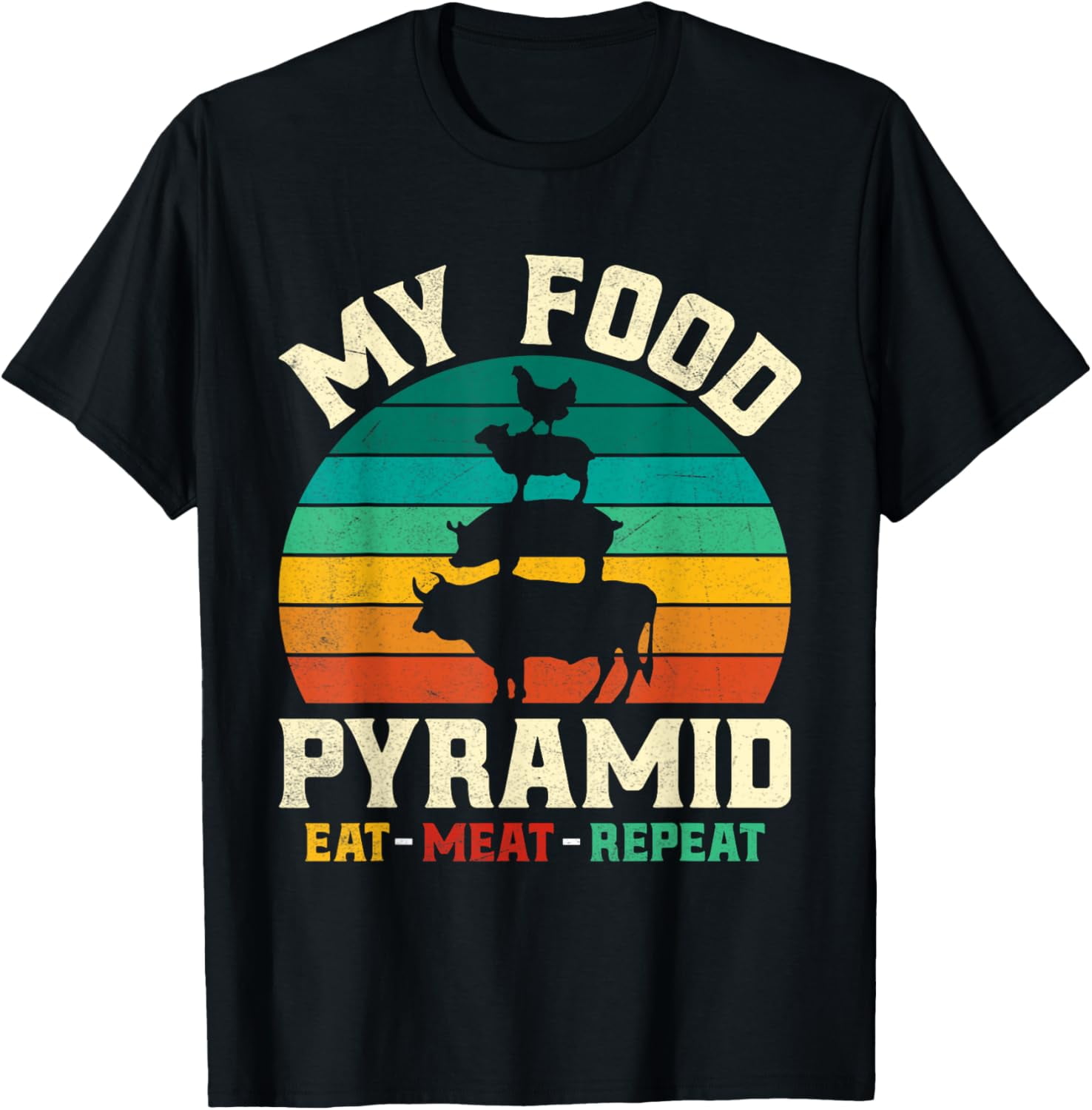 Meat Lovers MY FOOD PYRAMID EAT MEAT REPEAT Vintage T-Shirt - Walmart.com