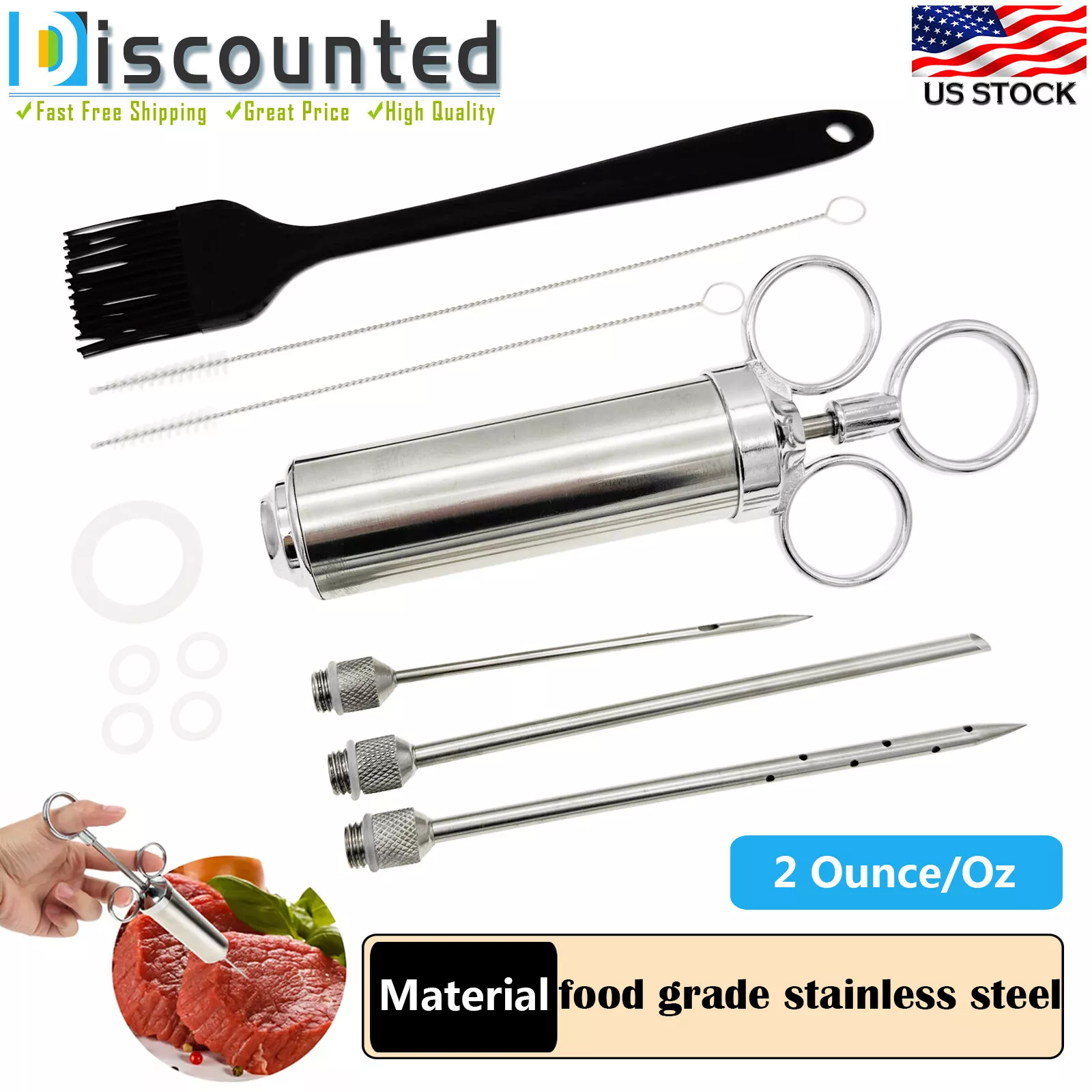 Meat Marinade Injector Gun Flavor Needle Seasoning BBQ Cooking ...