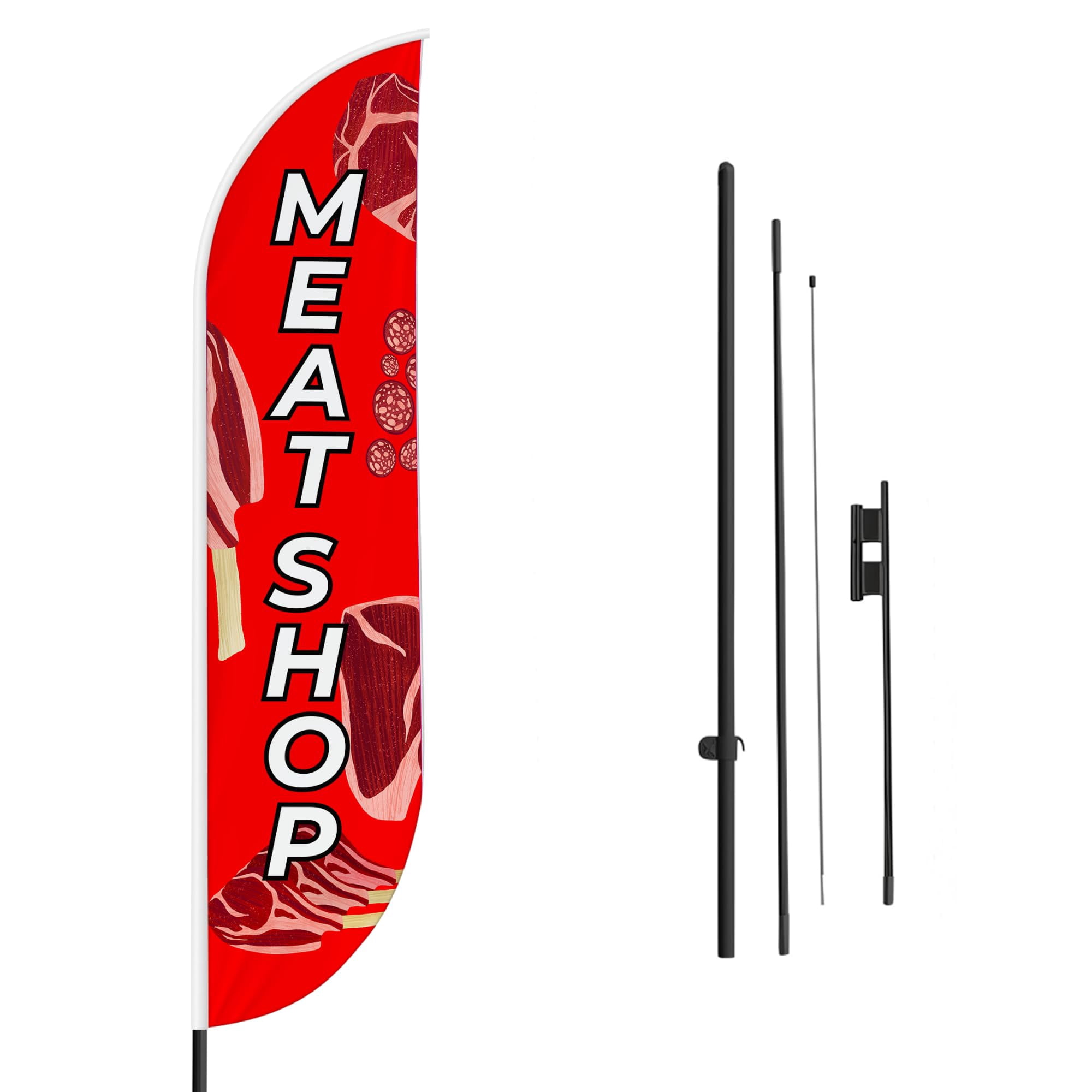 Meat Market 1 Sign feather flag Pole Mount Outdoor by Mavis Printing-15 ...
