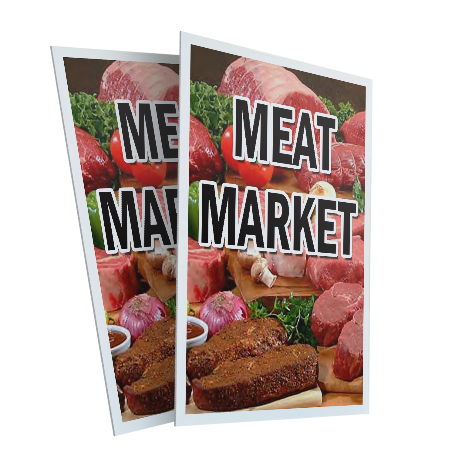 Meat Market (2-PACK) 24" x 36" Plastic Signs | Sign Insert 4mm ...