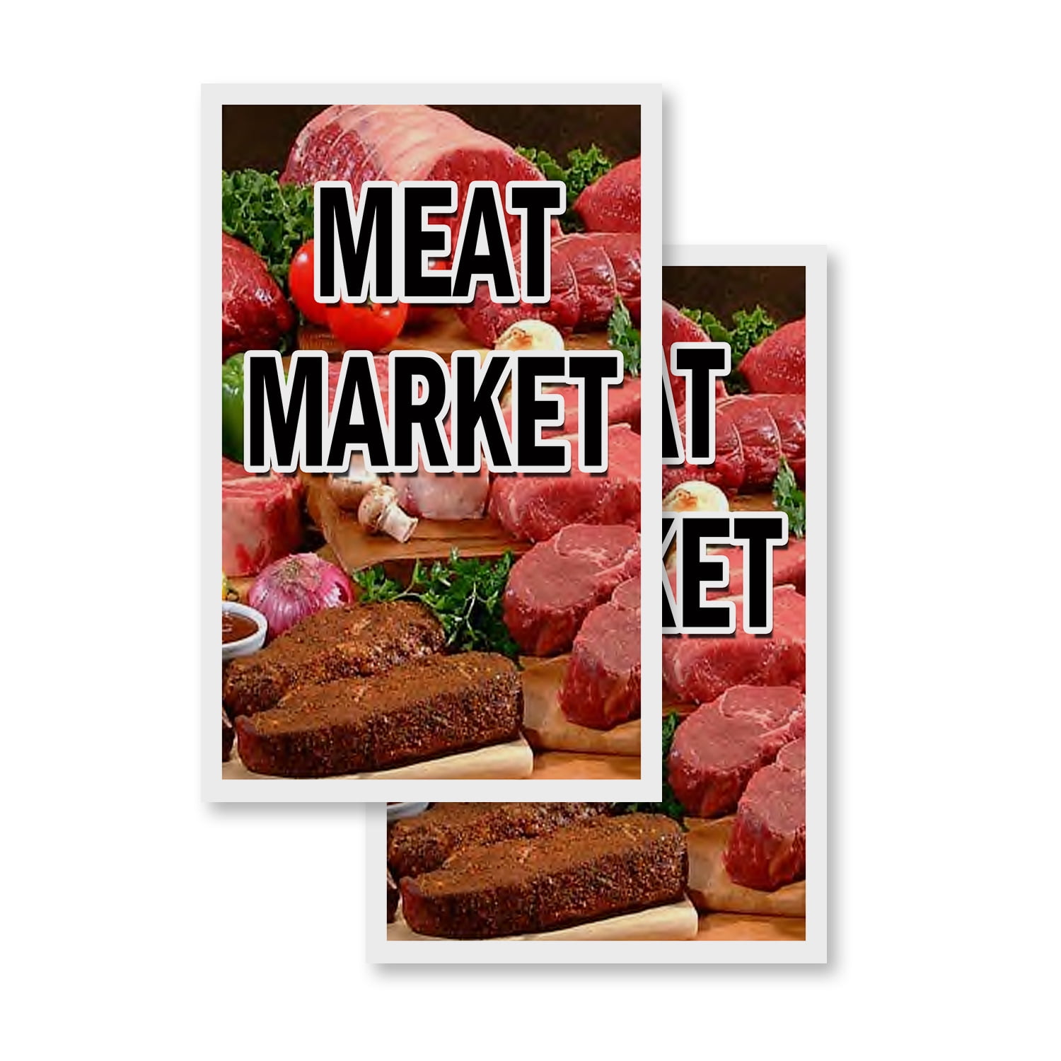 Meat Market (2-PACK) 24" x 36" Vinyl Decals | Sign Insert Peel & Stick ...