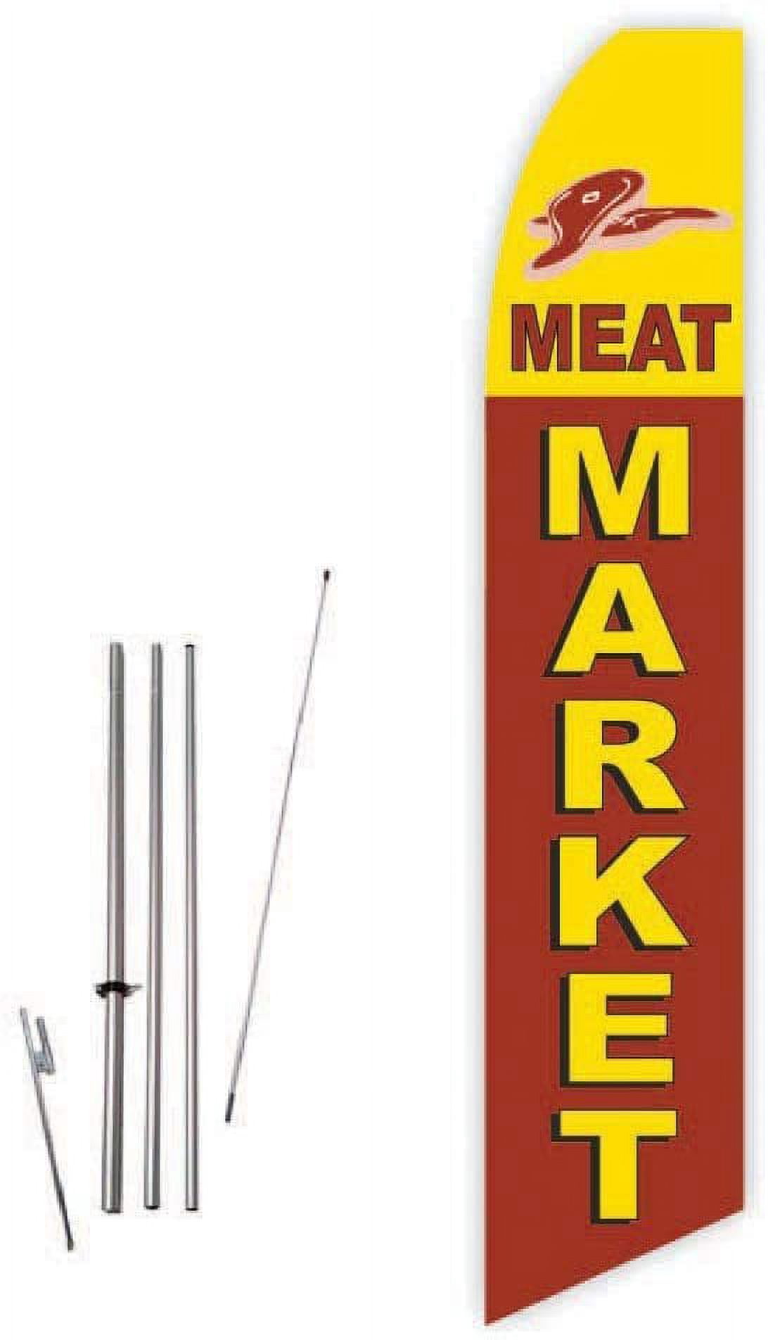Meat Market Red/Yellow Super Novo Feather Flag - Complete with 15ft ...