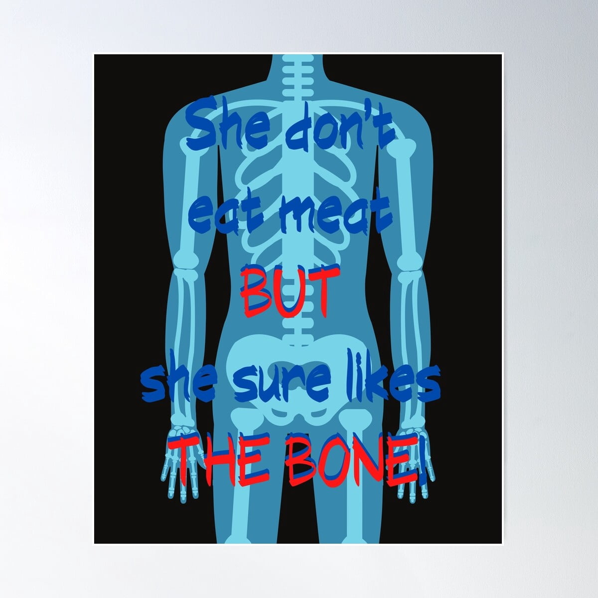 Meat No Bone Yes Poster Wall Art, Modern Wall Decor For Living Room ...