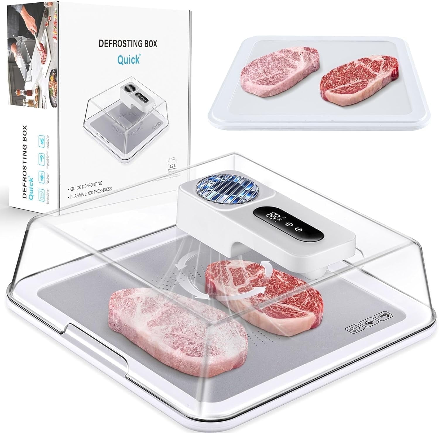AuntyFey Rapid Meat Defroster Tray with Airflow Technology, Smart Thaw ...