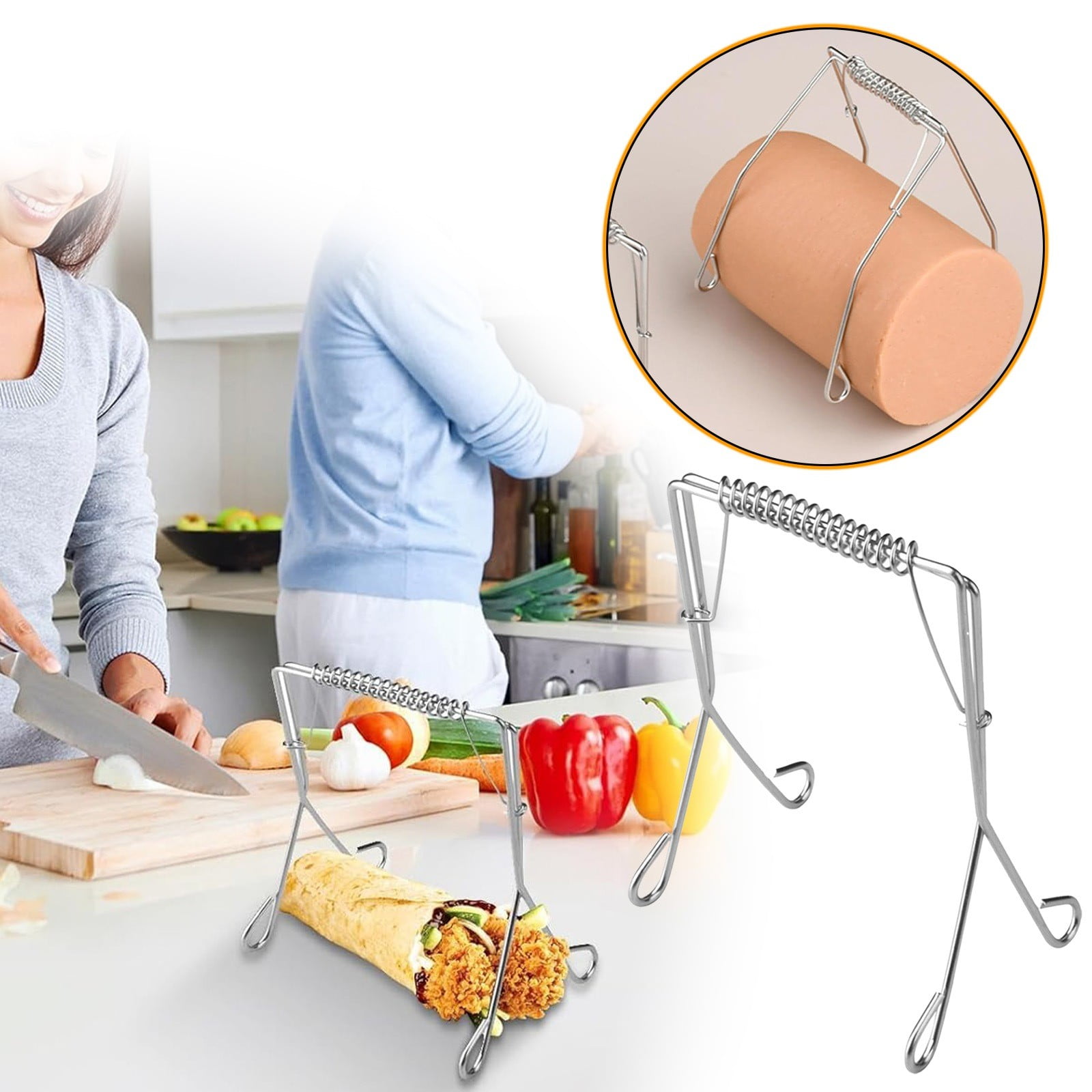 Meat Roll Tongs Meat Tongs Stainless Steel Hook Shaped BBQ Kitchen ...