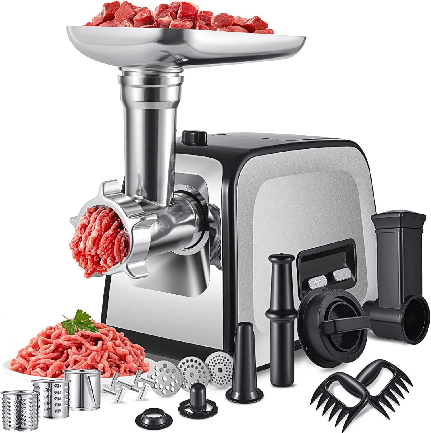 Meat , Sausage Stuffer, [2800W ] Meat Mincer with Stainless & 3 Plates ...