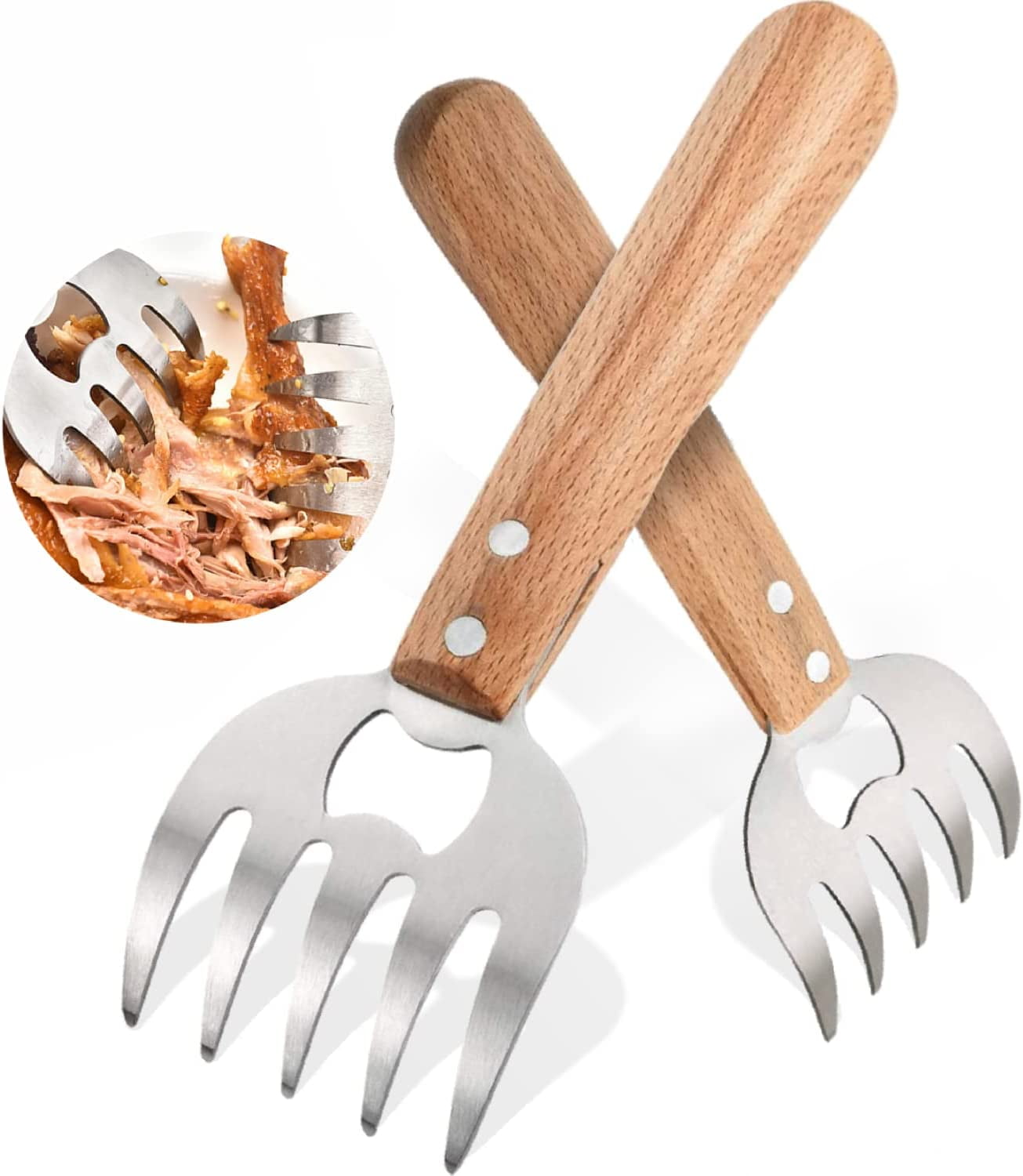 Meat Shredder Claws Stainless Steel Meat Claws Forks 8.6" Chicken ...