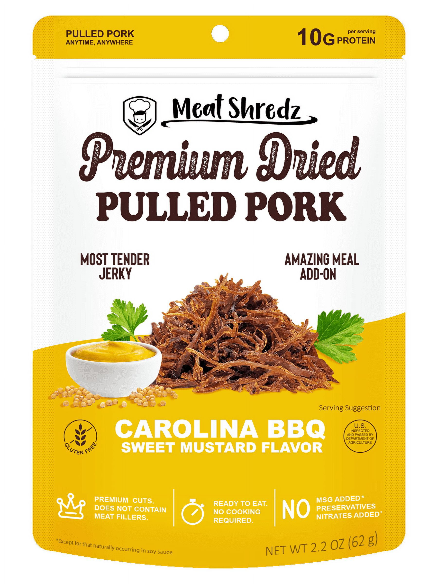 Meat Shredz Mustard Carolina BBQ Pulled Pork Jerky High-Protein ...