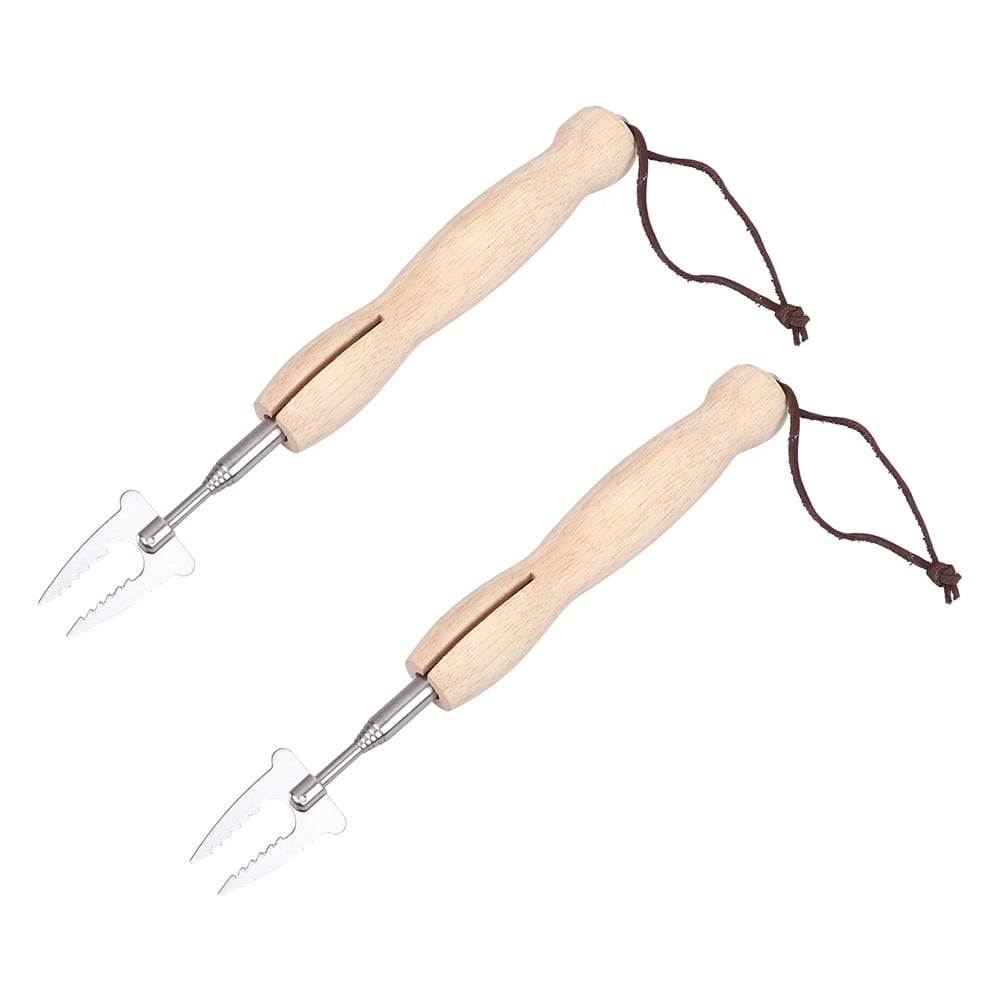 2Pcs Telescopic Barbecue Forks with Gourd Shaped Wooden Handle for ...