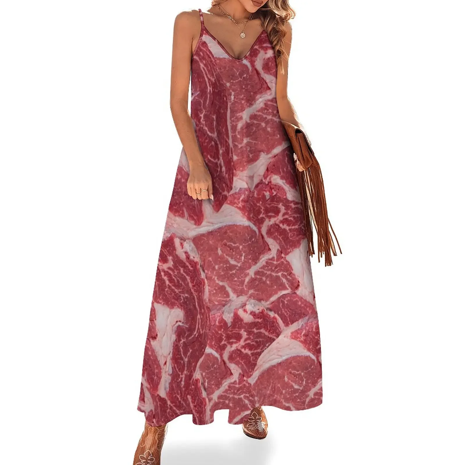 Meat Sleeveless Dress women's summer dresses 2024 african dresses for ...